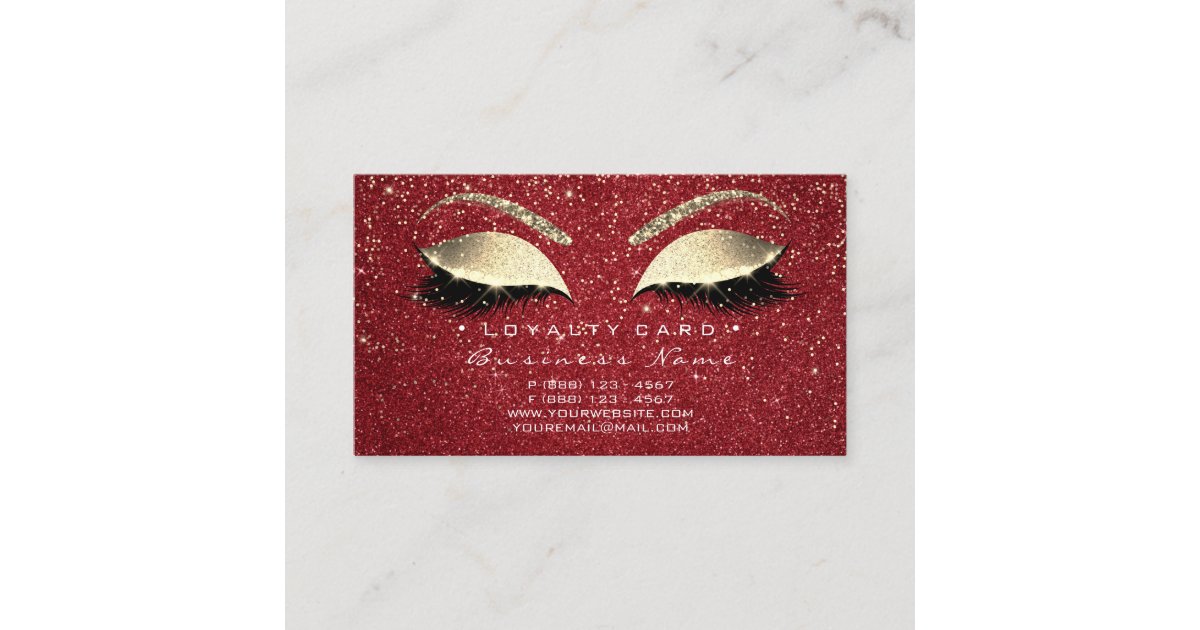 Loyalty Card 6 Beauty Salon Lash Gold Ruby Crown | Zazzle