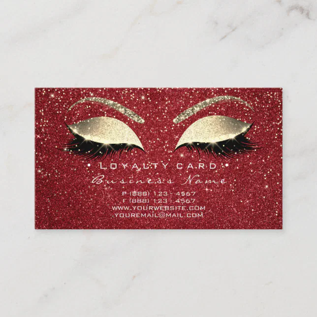 Loyalty Card 6 Beauty Salon Lash Gold Ruby Crown | Zazzle