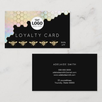 loyalty card bees honeycomb on black | Zazzle