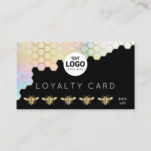 loyalty card bees honeycomb on black | Zazzle