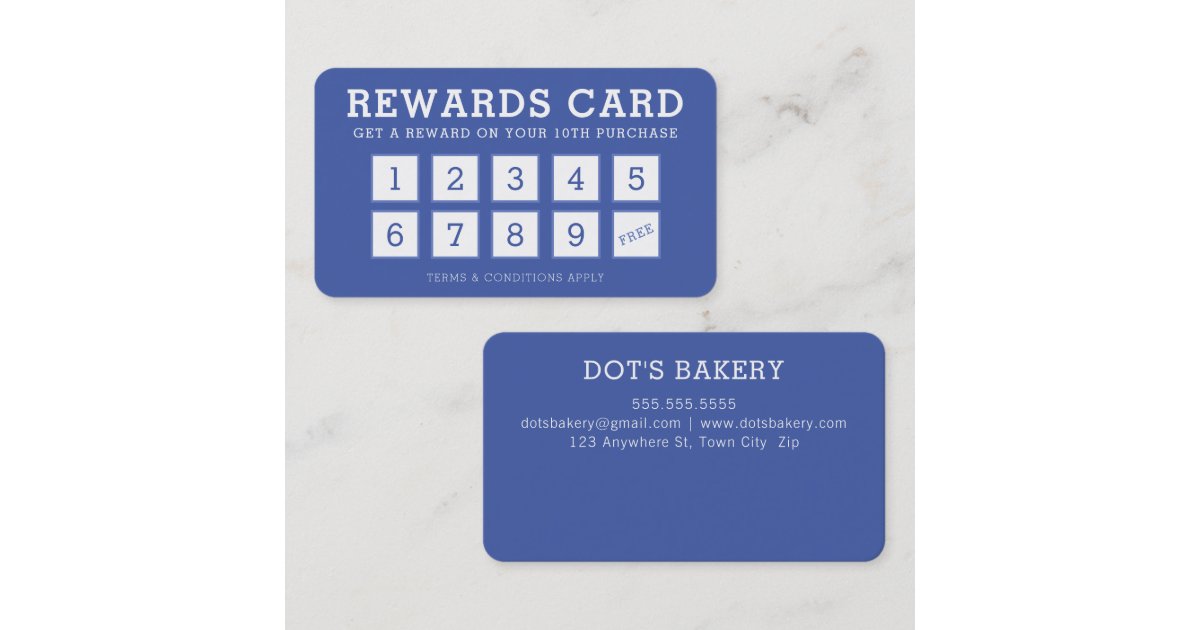 LOYALTY CARD cute modern loyalty 10 indigo blue | Zazzle