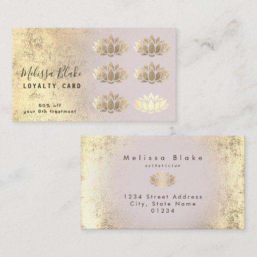 loyalty card faux gold foil lotus logo | Zazzle