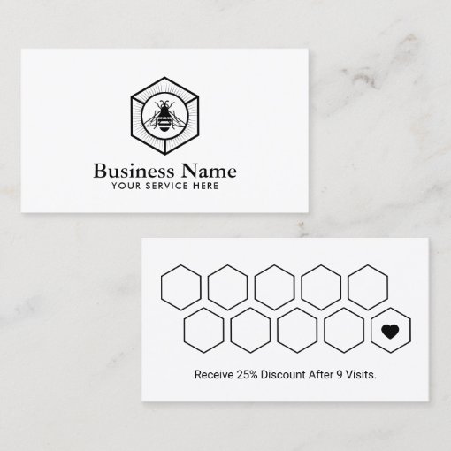 Loyalty Card | Minimalist Honey Bee Logo | Zazzle