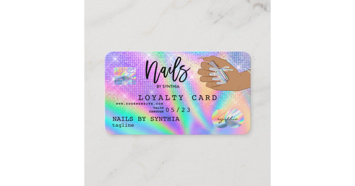 Loyalty Card Nails Credit Card Holographic | Zazzle