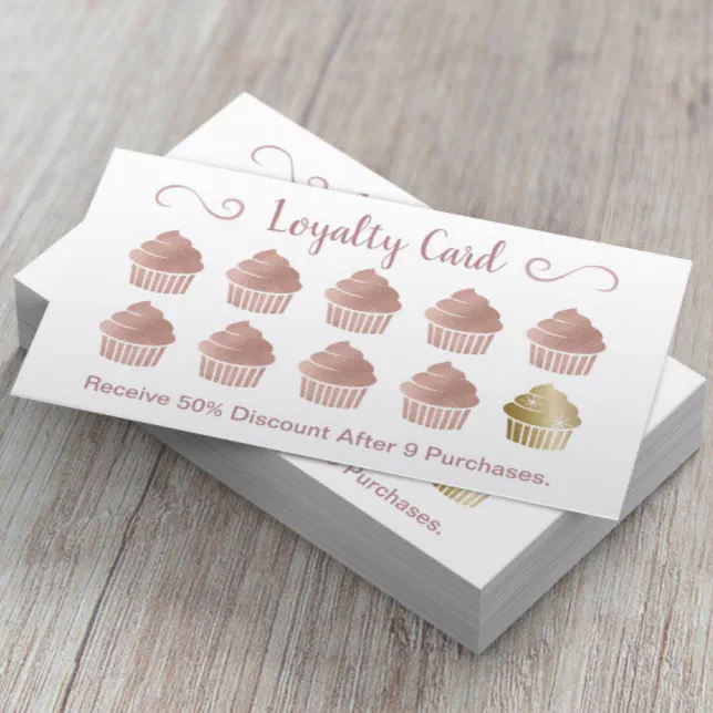 Loyalty Card | Rose Gold Cupcakes Pastry Bakery | Zazzle