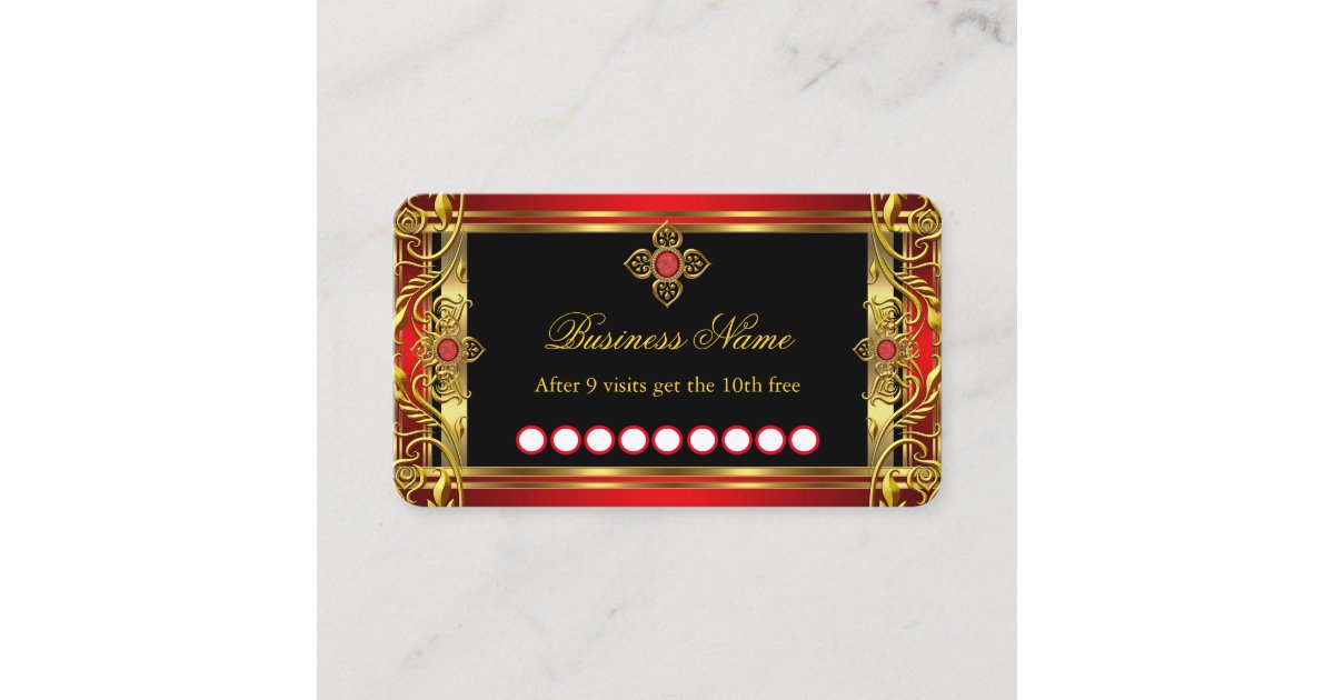 Loyalty Elegant Ornate Royal Red Jewel Black Gold Business Card | Zazzle