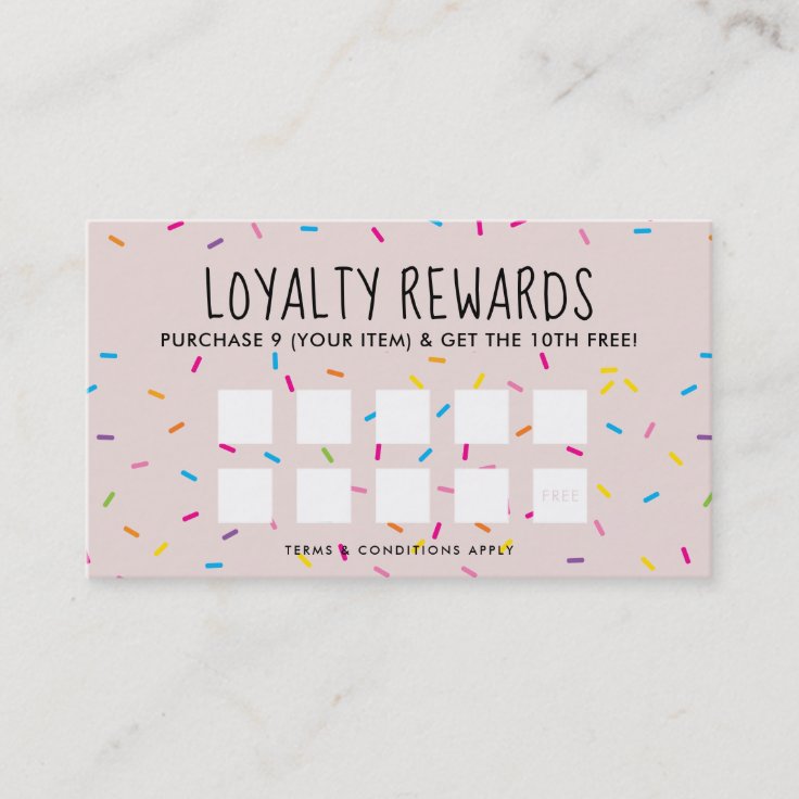 LOYALTY REWARDS cute fun bakery colorful sprinkles | Zazzle