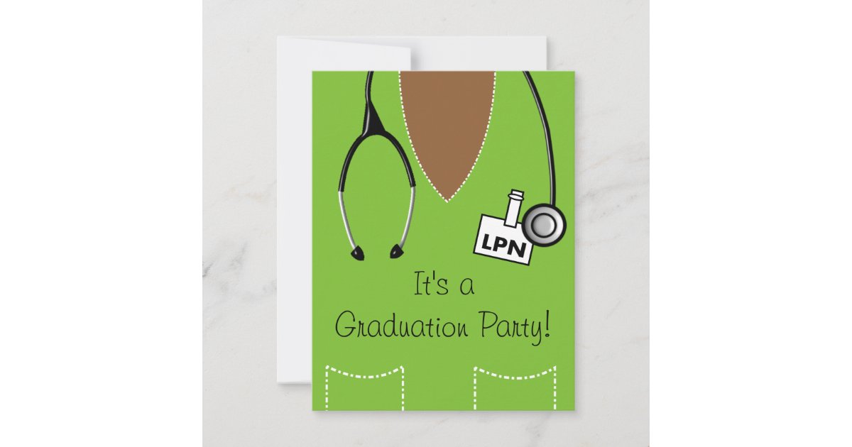 LPN Black Nurse Graduation Invitation Scrub #32 | Zazzle
