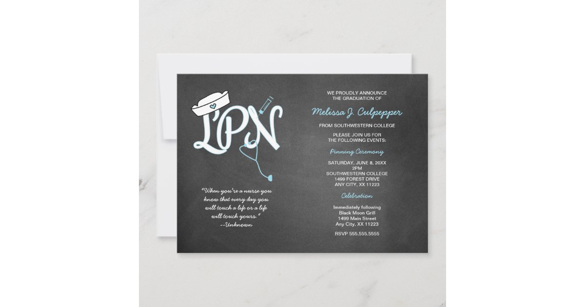 LPN graduation nurse pinning ceremony invites | Zazzle
