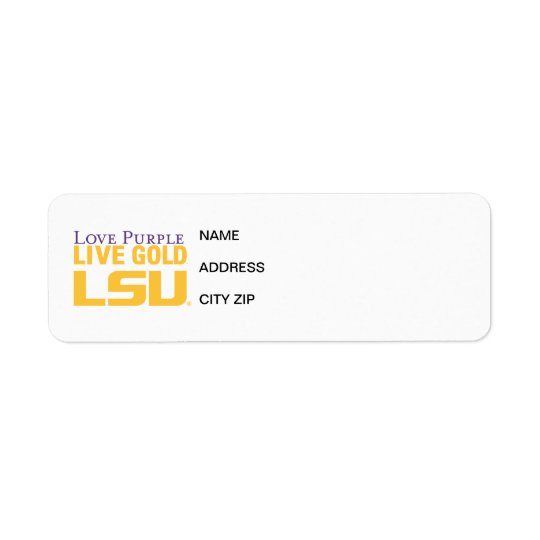 LSU Love Purple Live Gold Stacked Logo Label | Zazzle.com