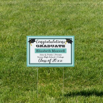 Lt Teal Congratulations Graduate Graduation Sign | Zazzle