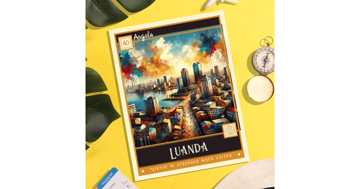 Luanda, Angola | Vintage Painting Postcard | Zazzle