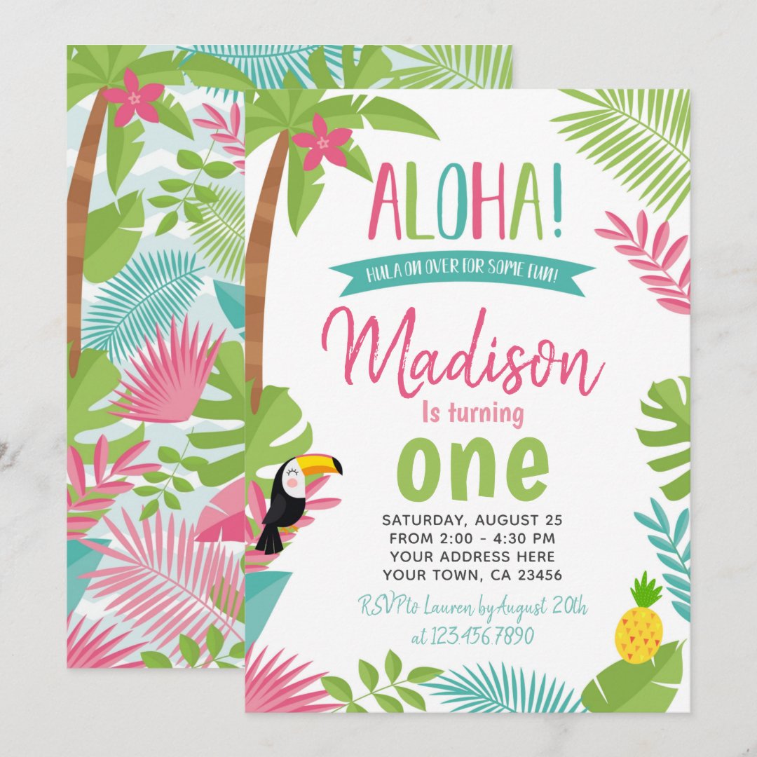 Luau 1st Birthday Invitation | Zazzle