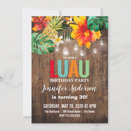 Luau Birthday Party Invitation | Zazzle