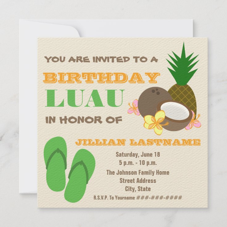 Luau Birthday Party Invitation | Zazzle