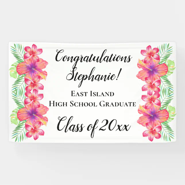 Luau Flowers Personalized Graduation Banner Sign | Zazzle