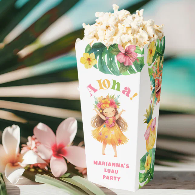 Luau Girl tropical Aloha birthday party Favor Boxes | Zazzle