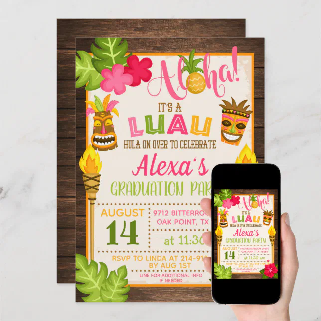 Luau Graduation Party Invitation | Zazzle