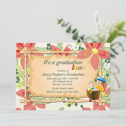 Luau Graduation Party Invitation | Zazzle