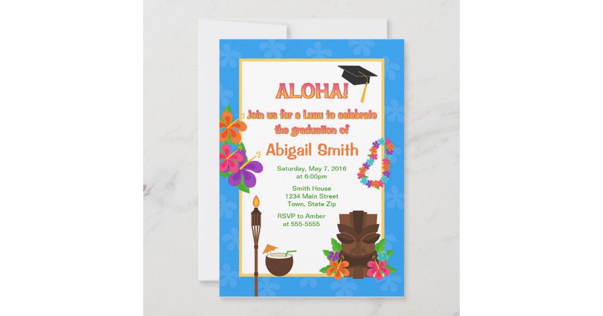 Luau Graduation Party Invitation Announcement | Zazzle