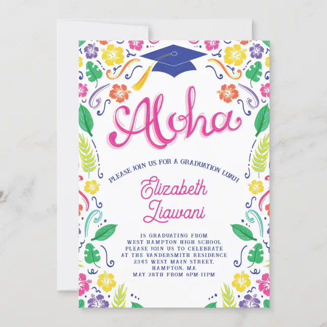 Luau Graduation Party Invitation Hawaiian Tropical | Zazzle