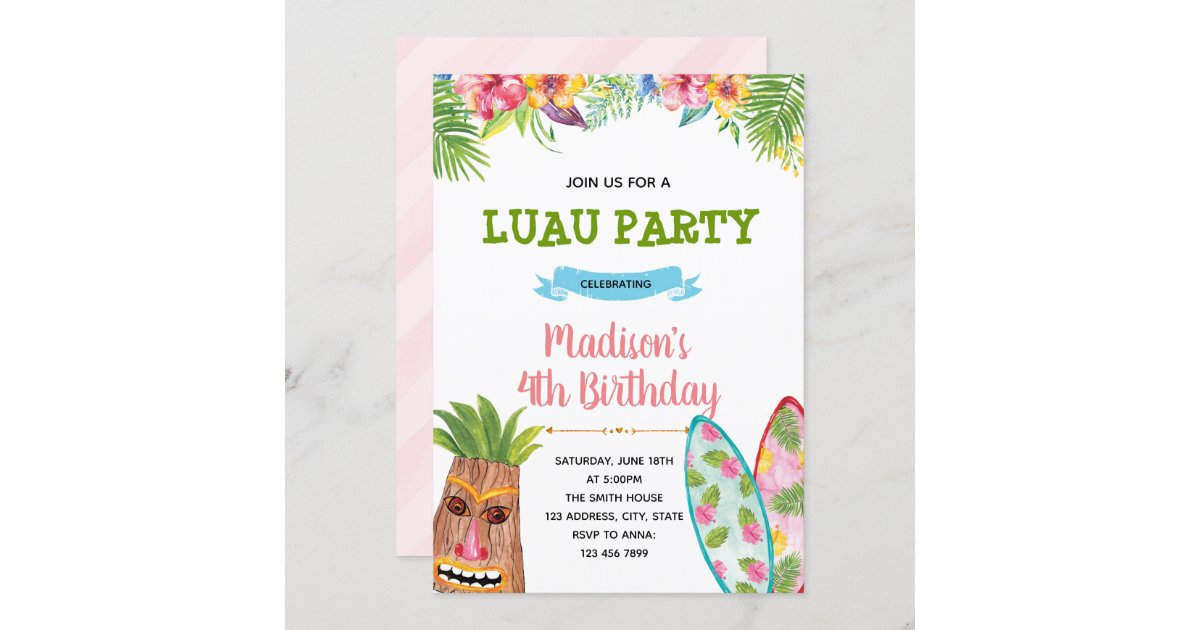 Luau party invitation | Zazzle
