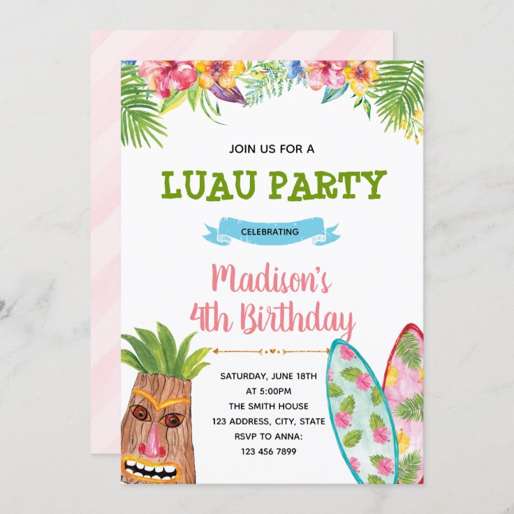 Luau party invitation | Zazzle