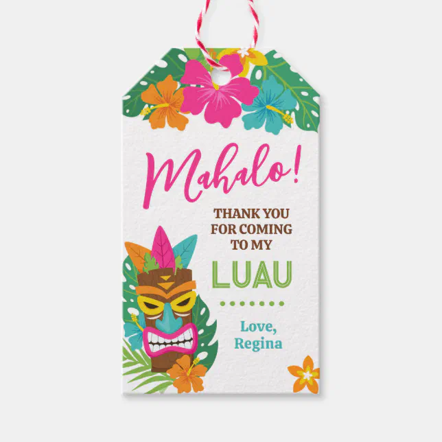 Luau Tropical Tiki Favor Gift Tag | Zazzle