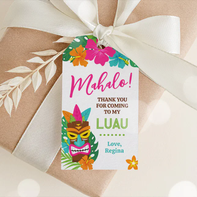 Luau Tropical Tiki Favor Gift Tag | Zazzle