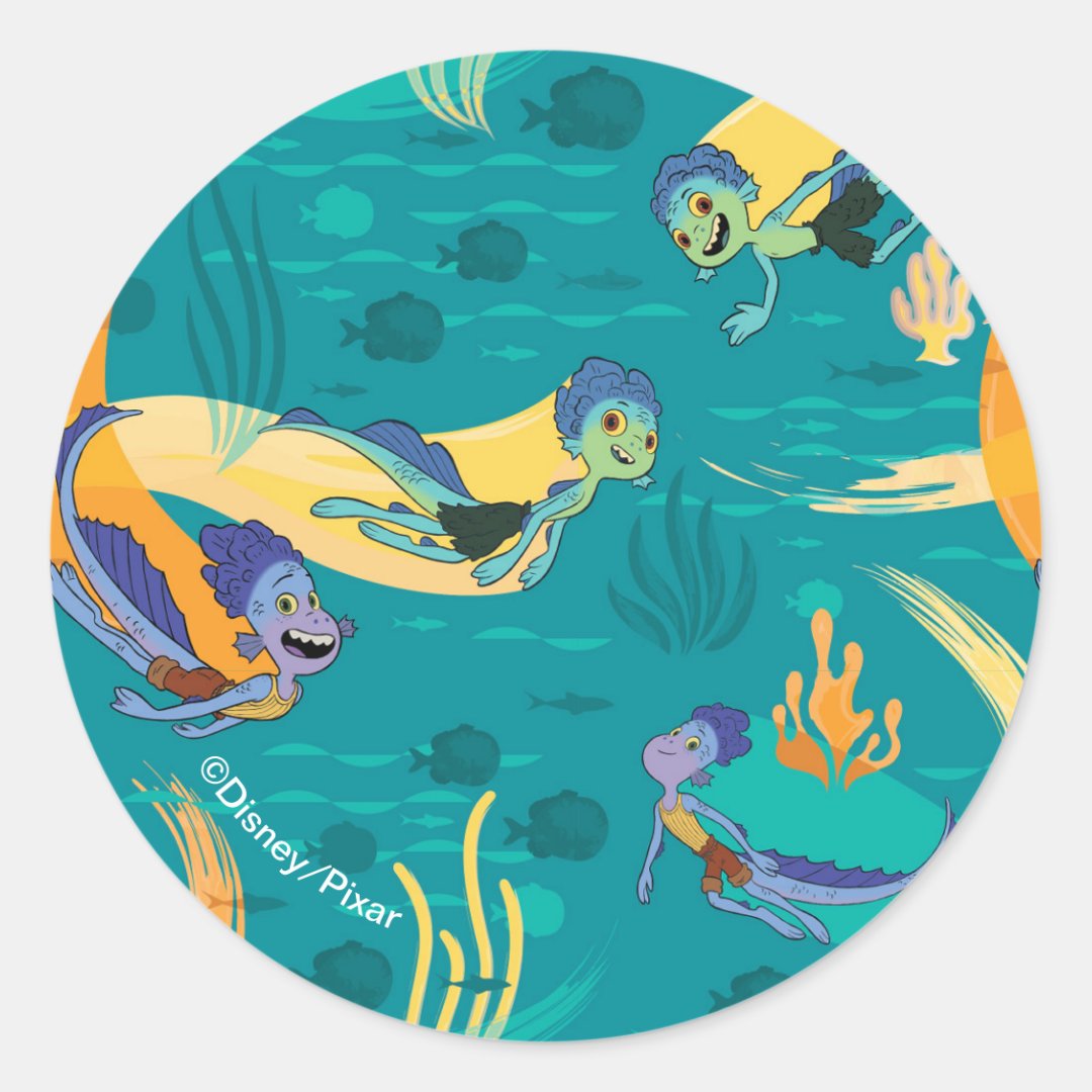Luca | Alberto & Luca Swim With Fish Pattern Classic Round Sticker | Zazzle