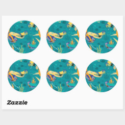 Luca | Alberto & Luca Swim With Fish Pattern Classic Round Sticker | Zazzle