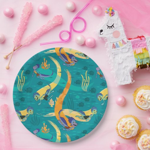 Luca | Alberto & Luca Swim With Fish Pattern Paper Plates | Zazzle