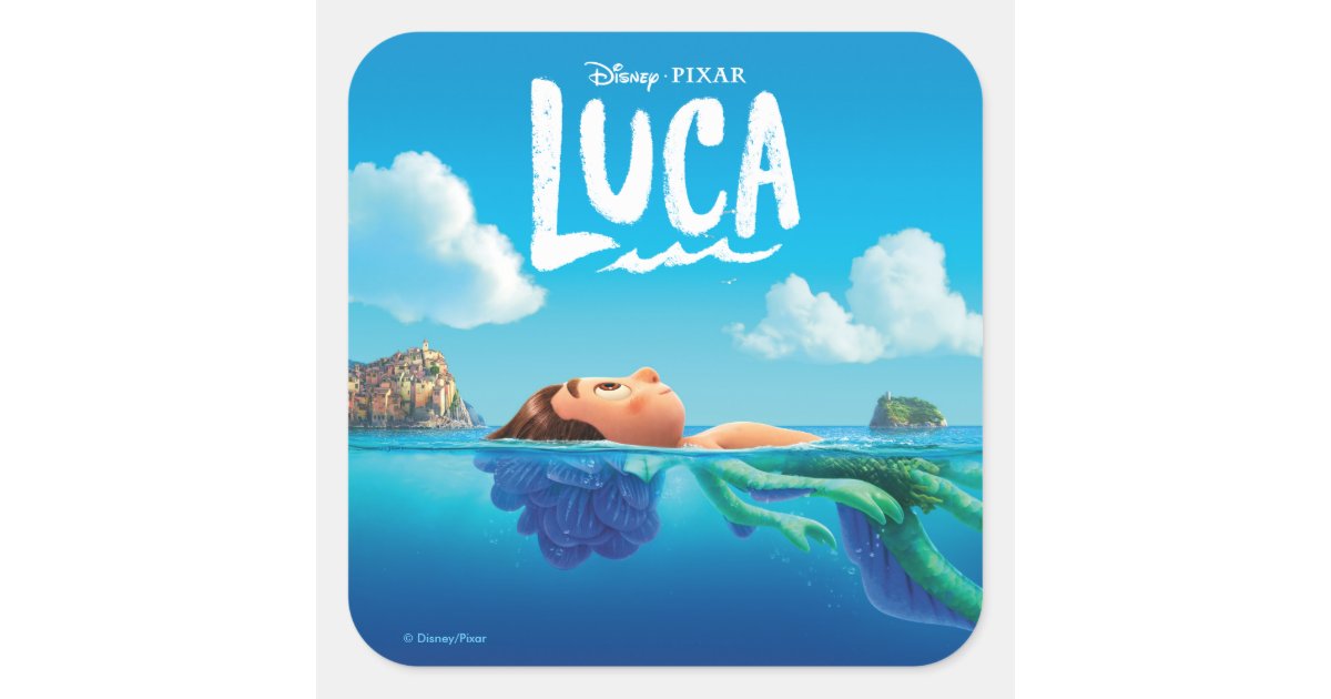 Luca | Human & Sea Monster Luca Theatrical Poster Square Sticker | Zazzle