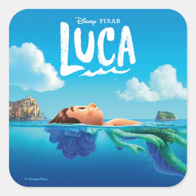 Luca | Human & Sea Monster Luca Theatrical Poster Square Sticker | Zazzle