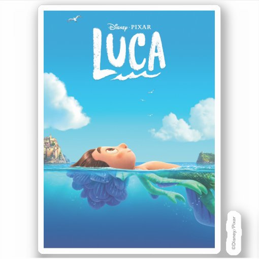 Luca | Human & Sea Monster Luca Theatrical Poster Sticker | Zazzle