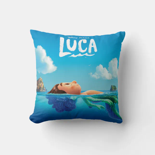 Luca | Human & Sea Monster Luca Theatrical Poster Throw Pillow | Zazzle