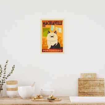 Luca | Machiavelli Cat Illustration Poster | Zazzle