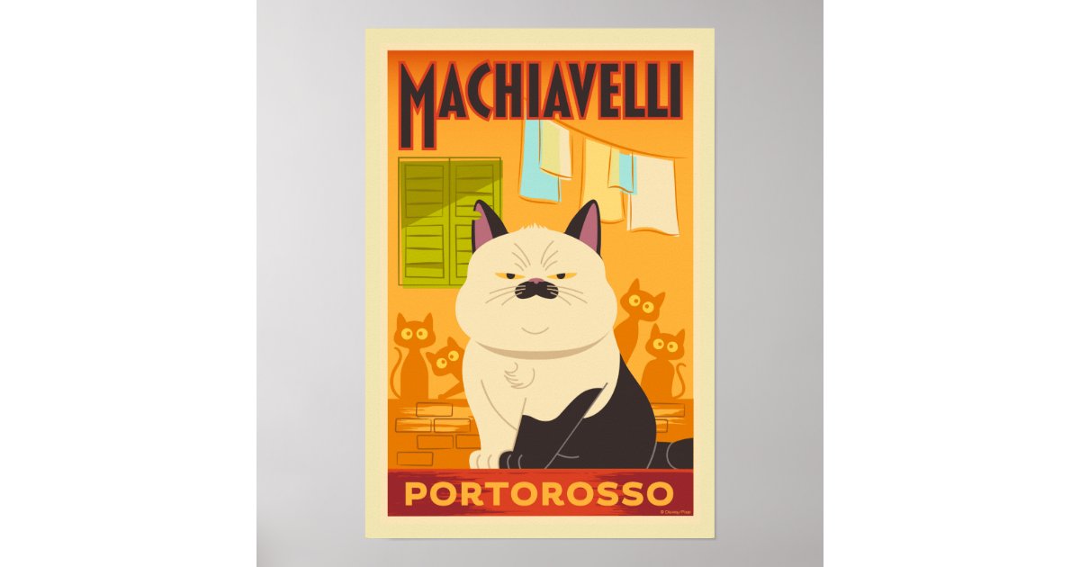 Luca | Machiavelli Cat Illustration Poster | Zazzle
