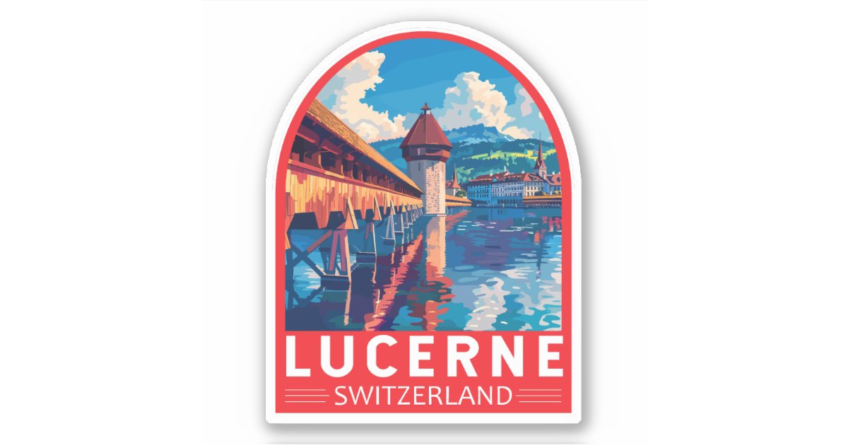 Lucerne Switzerland Travel Art Vintage Sticker | Zazzle