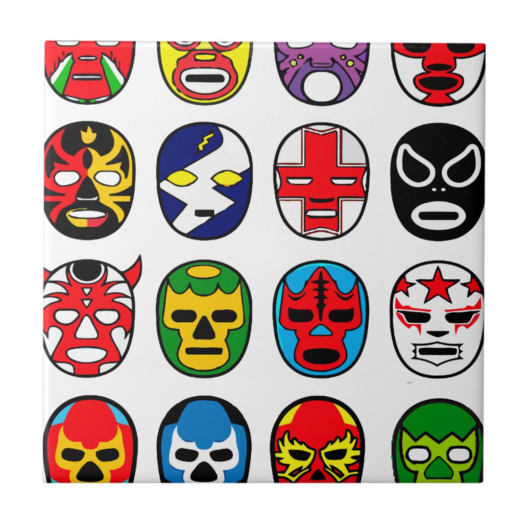 Lucha Libre Luchador Mexican Wrestling Masks Tile | Zazzle