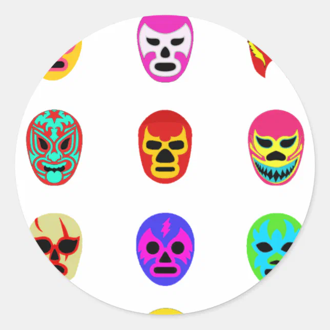 Lucha Libre Mask Mexican Wrestling Classic Round Sticker | Zazzle