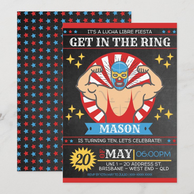 Lucha Libre Mexican Birthday Party Invitation | Zazzle