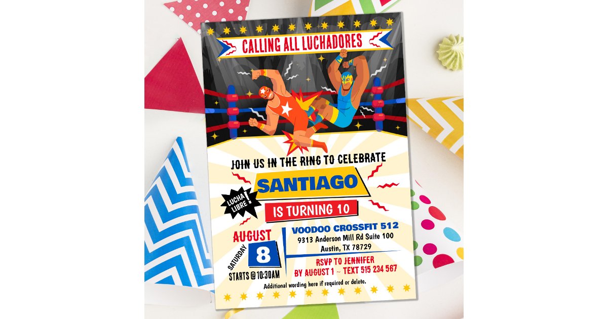 Lucha Libre Mexican Wrestling Birthday Invitation | Zazzle