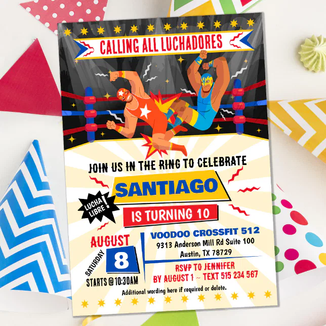 Lucha Libre Mexican Wrestling Birthday Invitation | Zazzle