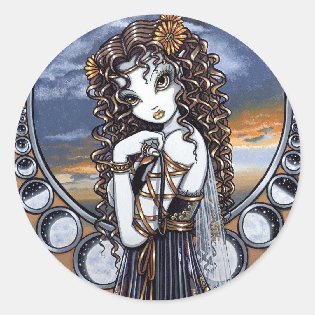 "Lucia" Gothic Flower Moon Fairy Art Stickers | Zazzle