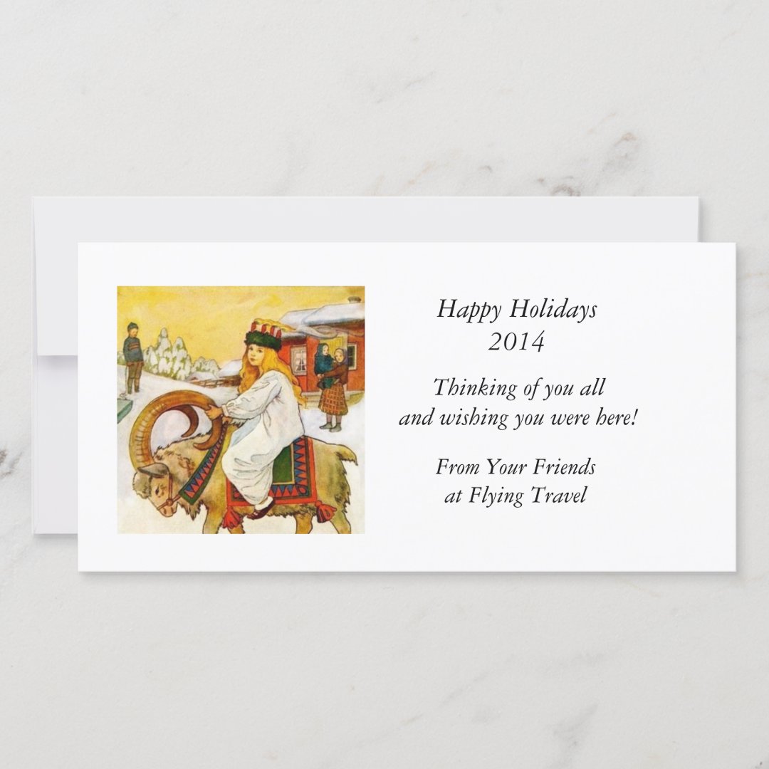 Lucia Rides the Jul Goat Holiday Card | Zazzle