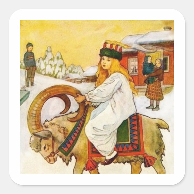 Lucia Rides the Jul Goat Square Sticker | Zazzle