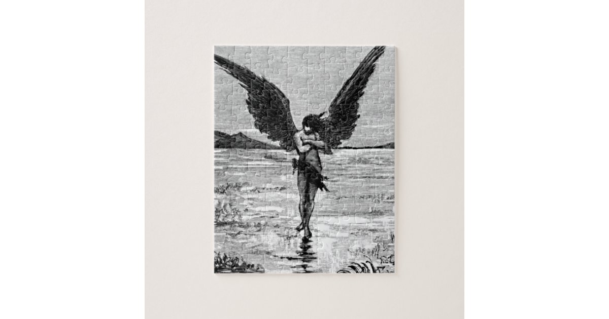 Lucifer as Satan, Devil or Angel? Vintage Ink Art Jigsaw Puzzle | Zazzle