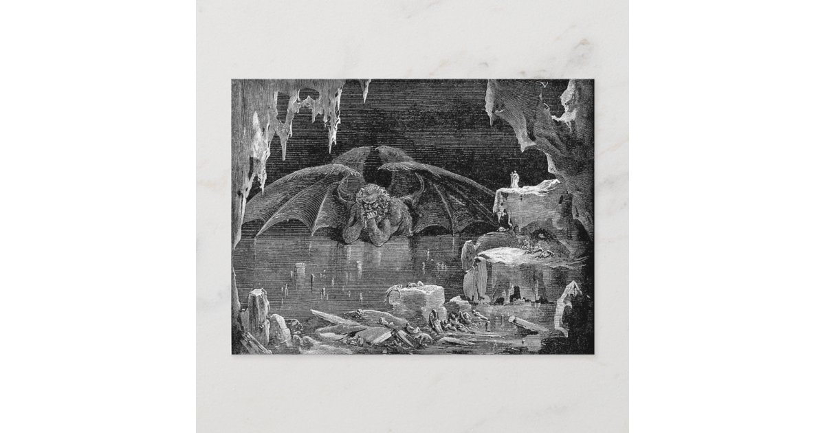 Lucifer Vintage Woodcut Engraving Goth Art Postcard | Zazzle