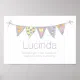 Lucinda girls name and meaning bunting poster | Zazzle